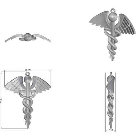 Descargar archivo OBJ Caduceo • Diseño para impresión en 3D ・ Cults