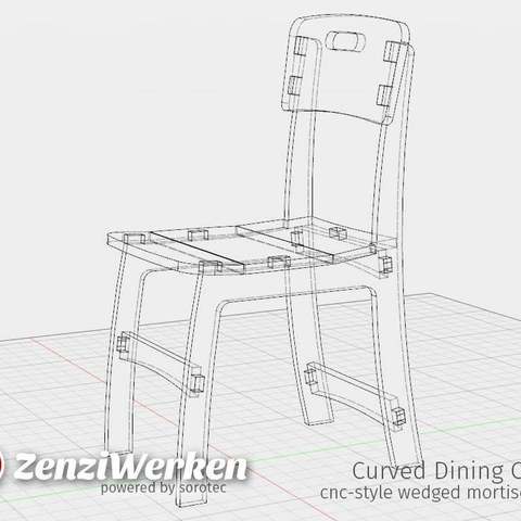 Download free STL file Curved Dining Chair cnc-style wedged mortise ...