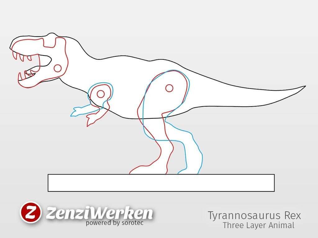 Free STL file Tyrannosaurus-Rex 3-layered-animal cnc/laser・3D printing ...