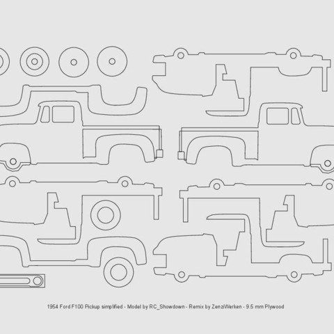 Download free STL files 1954 Ford F100 Pickup simplified cnc ・ Cults