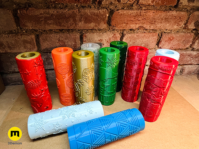 Free STL file Wrapping Paper Stamp Rollers - Christmas patterns 🎄・3D ...