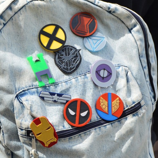 Download 3D printer designs Marvel Badges Simple Coloured Print ・ Cults
