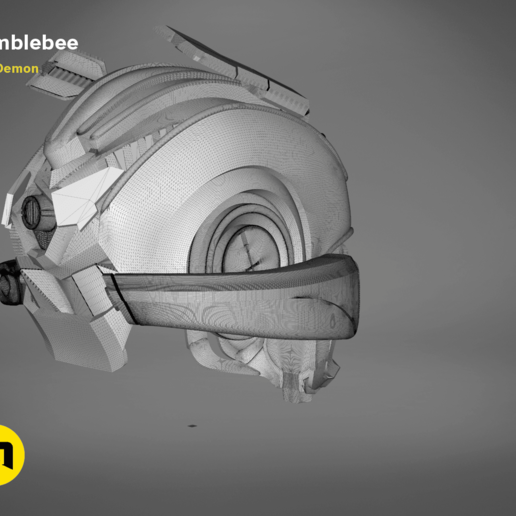 Download OBJ file Bumblebee - Wearable Helmet • 3D print template ・ Cults