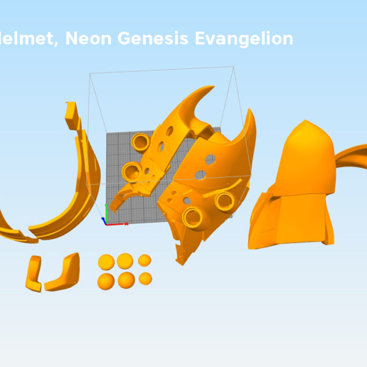Download 3D printer templates Eva 02 Helmet, Neon Genesis Evangelion ...