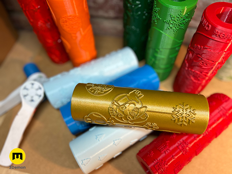 Free STL file Wrapping Paper Stamp Rollers - Christmas patterns 🎄・3D ...