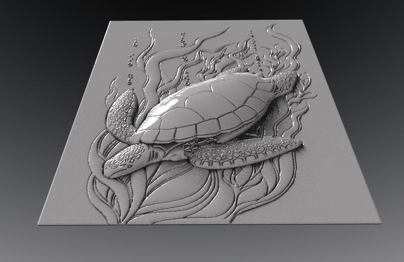 STL file Turtle bas-relief CNC・3D print design to download・Cults