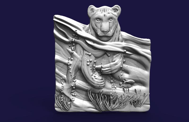 STL file lioness swimming lion CNC 🏊・3D print design to download・Cults