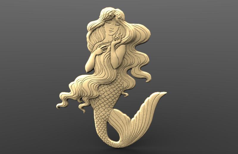 STL file Mermaid bas-relief・Design to download and 3D print・Cults