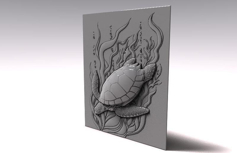 STL file Turtle bas-relief CNC・3D print design to download・Cults