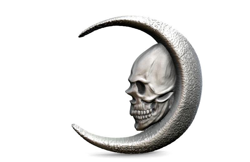 STL file Skull moon pendant 💀・3D printable model to download・Cults