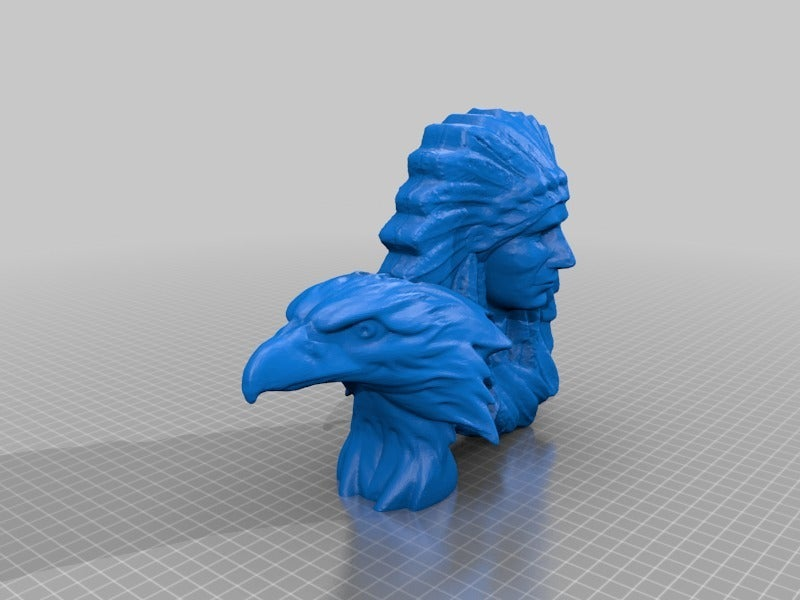 Free STL file Indian Chief with Eagle 🦅・Object to download and to 3D ...