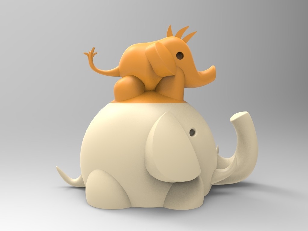 Free STL file Elephant box child and mother・Object to download and to ...