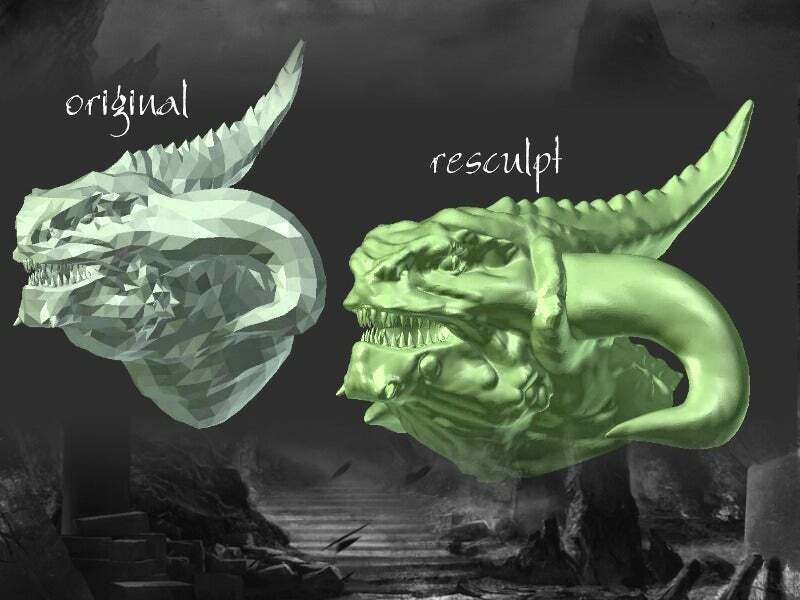 Free STL file Dragon Head Sculpt(45mb)・3D printable model to download・Cults