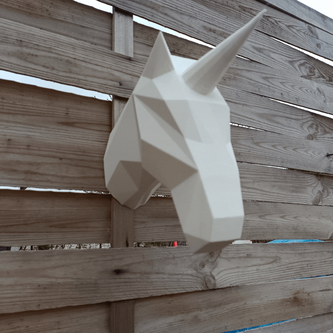 STL file Origami unicorn wall decoration・3D printable model to download ...