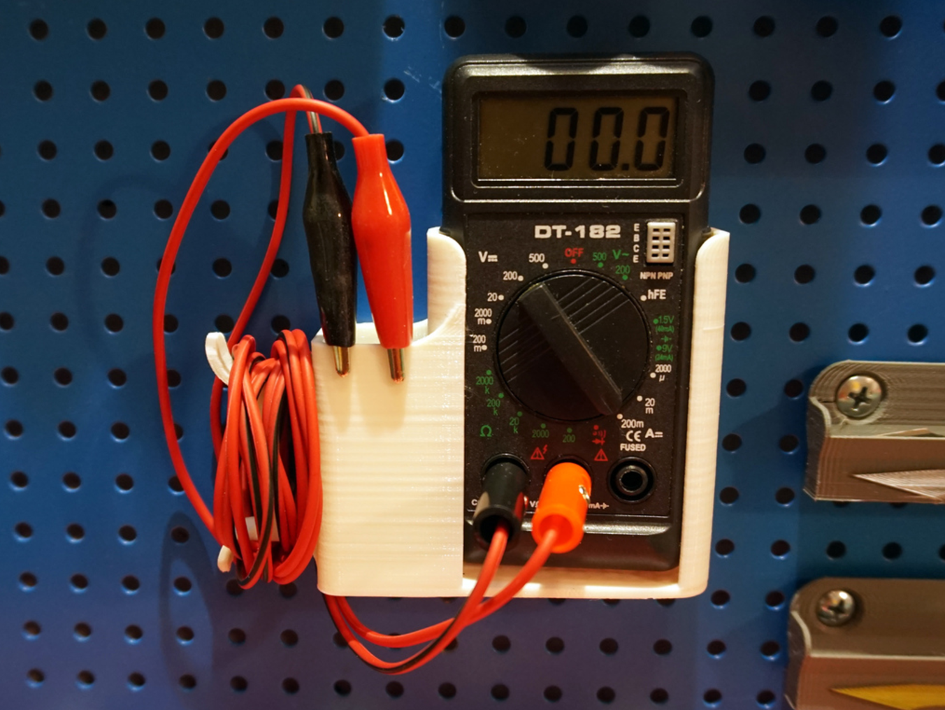 Download free STL file Multimeter holder (pegboard or wall mounted ...