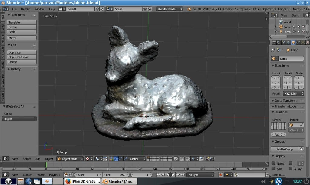 Free STL file New 3d scanner of a reconstituted stone doe・Model to ...