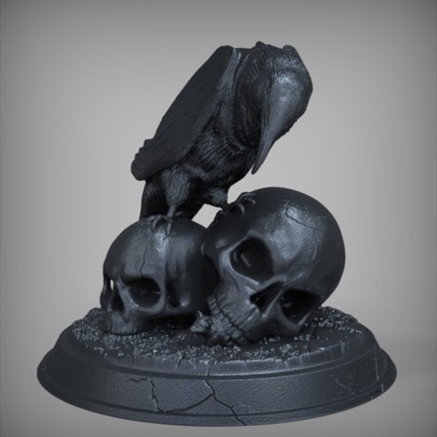 Download free STL file Raven with Skulls • Template to 3D print ・ Cults