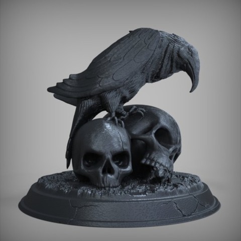 Download free STL file Raven with Skulls • Template to 3D print ・ Cults