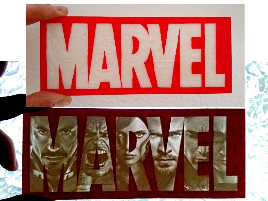 Free STL file Logo marvel litofania・3D printer model to download・Cults
