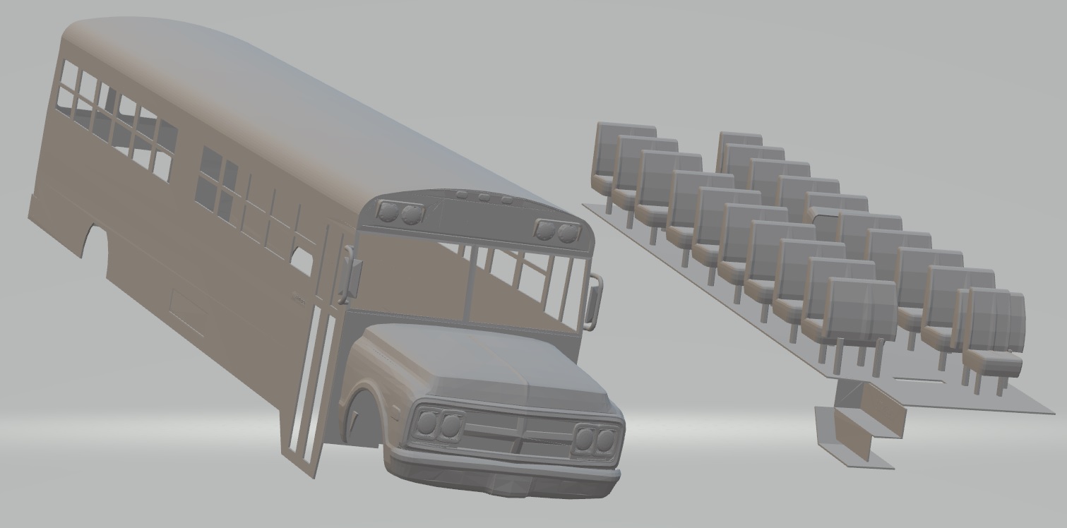 STL file BlueBird School Bus 1972 Printable・3D printable design to ...
