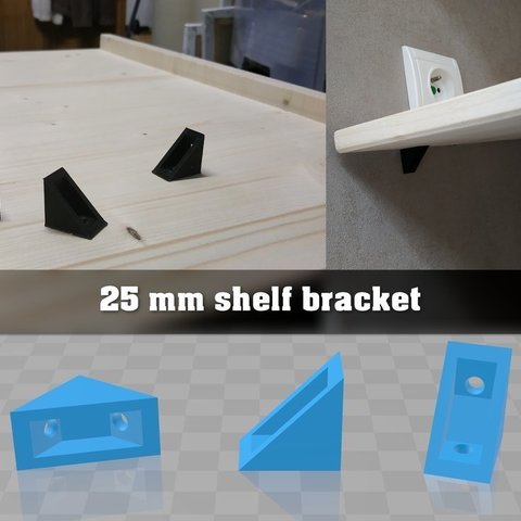 Download free 3D printer designs 25mm shelf bracket ・ Cults