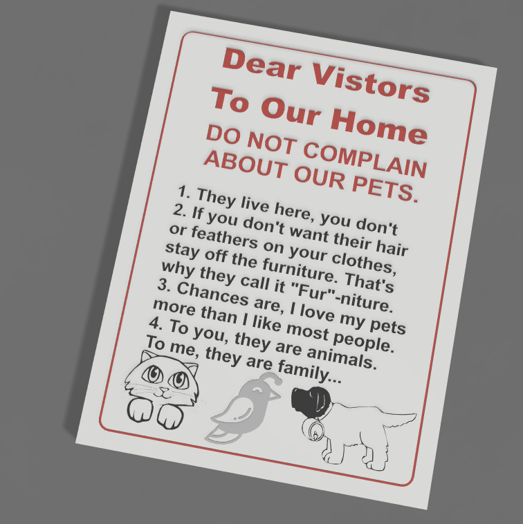 Free STL file Pet Home Sign 🎨・Model to download and 3D print・Cults