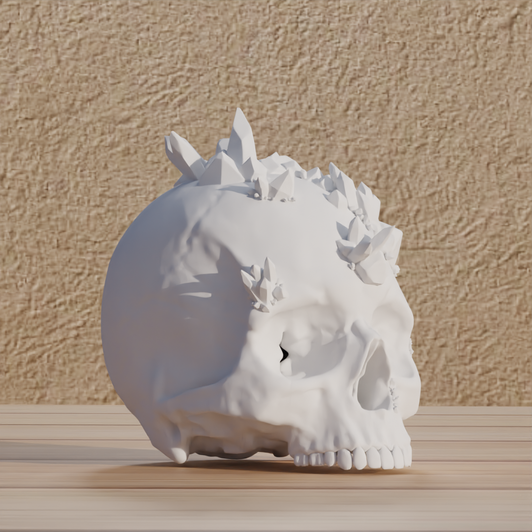 3D file File: Reproduction of a human skull with crystals in STL ...
