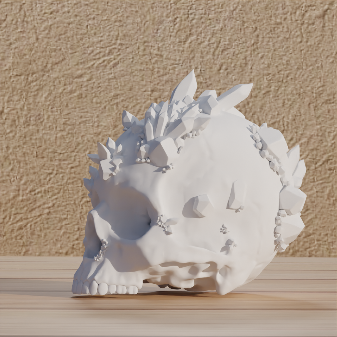 3D file File: Reproduction of a human skull with crystals in STL ...