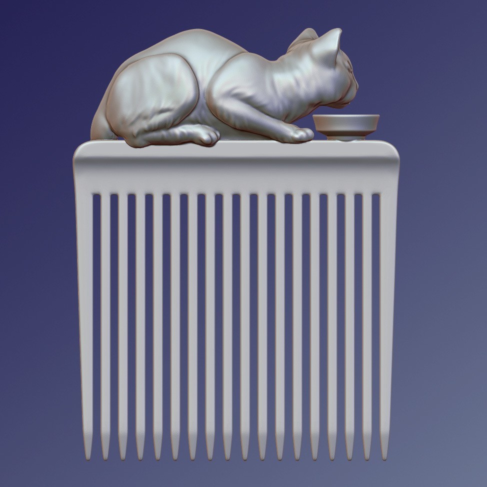 STL file Hair comb "Cat"・3D printer design to download・Cults