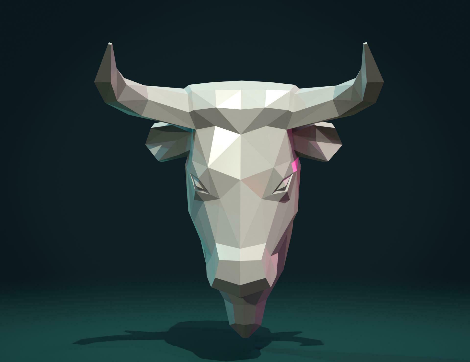 3D file Bull Head low Poly 🐂・Model to download and 3D print・Cults