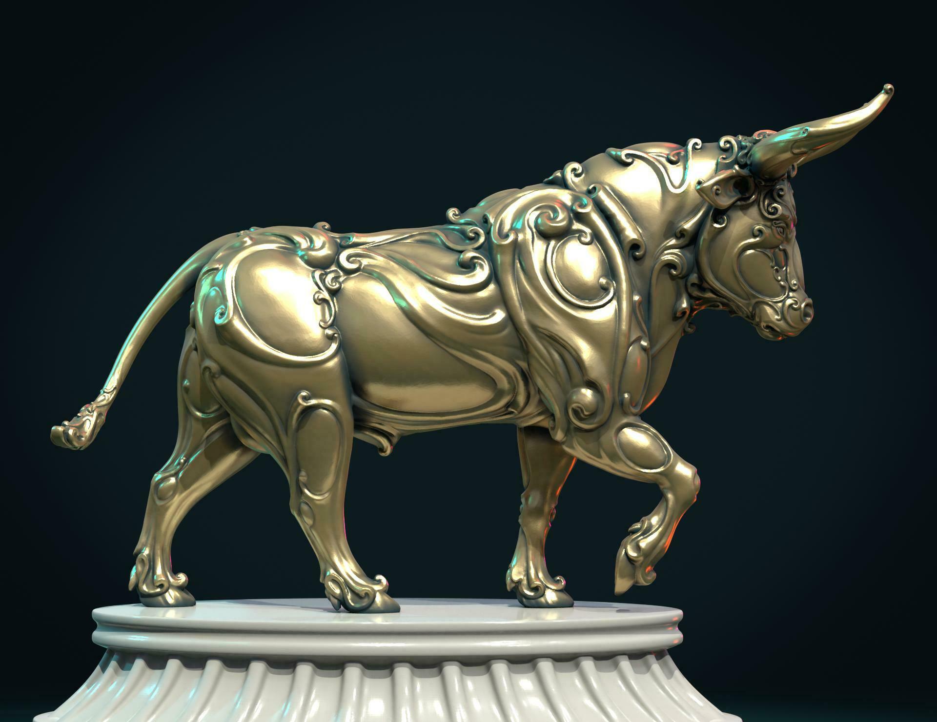 3D file Ornate Bull 🐂・3D printer design to download・Cults