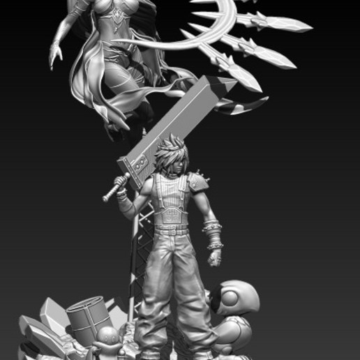 Download STL file Cloud Strife Final Fantasy 7- Diorama • 3D printer ...