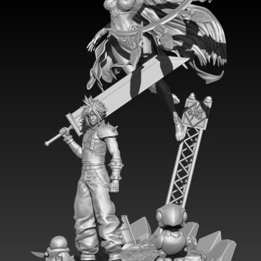 Download STL file Cloud Strife Final Fantasy 7- Diorama • 3D printer ...