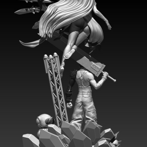 Download STL file Cloud Strife Final Fantasy 7- Diorama • 3D printer ...