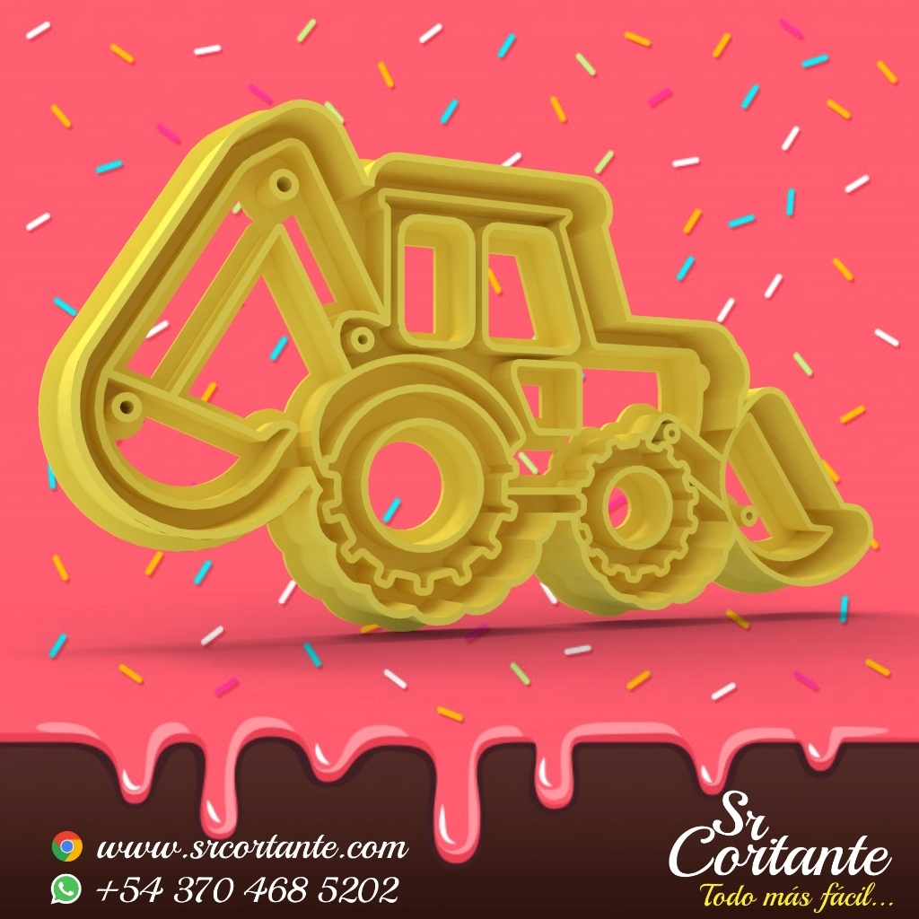 STL file BACKHOE COOKIE CUTTER CONSTRUCTION THEME - CUTTING COOKIES ...