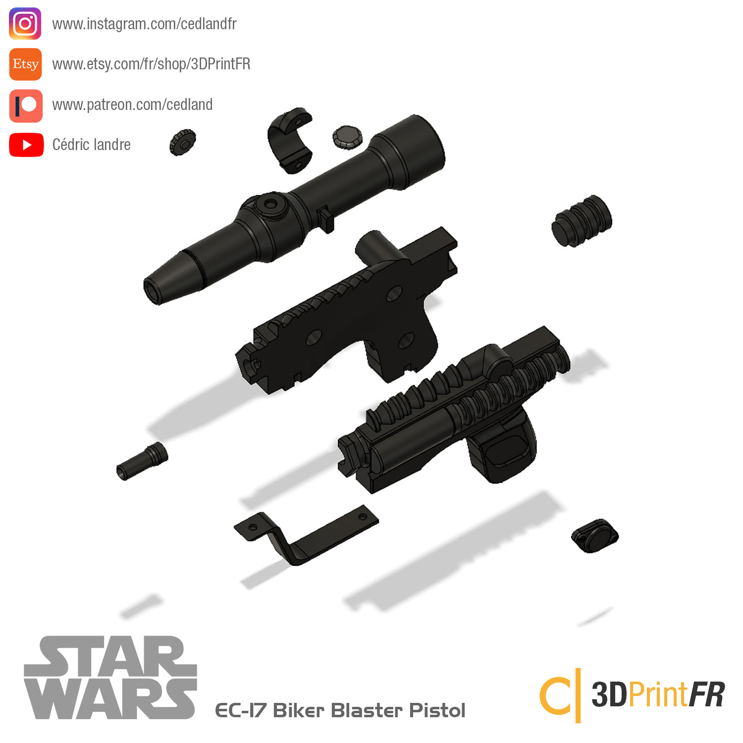 STL file Starwars EC-17 Biker Blaster Replica 1:1 FanArt prop・Model to ...