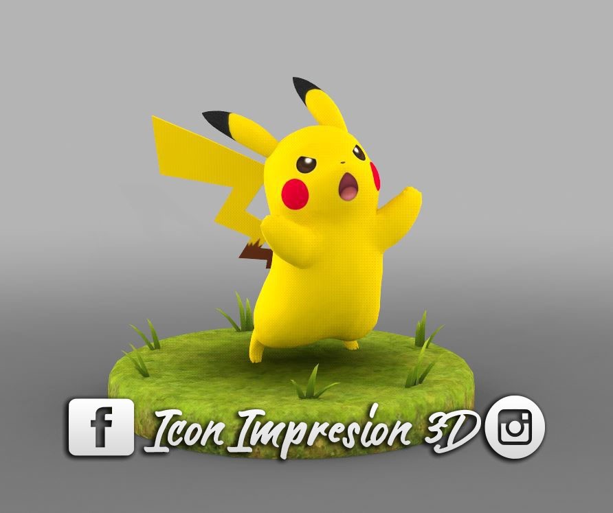 STL file Picachu model running and thunder impact with base・3D ...