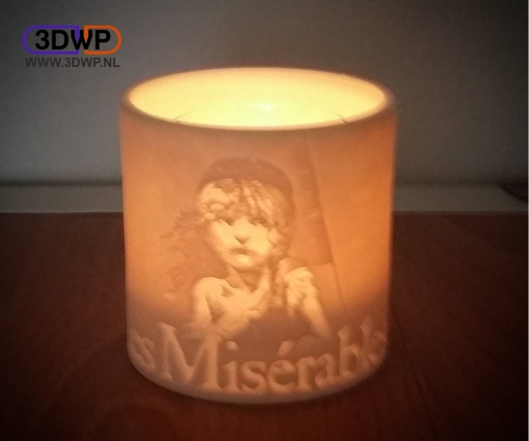 STL file Les Misérables Tea Light Holder (Miserables Lithophane)・3D ...