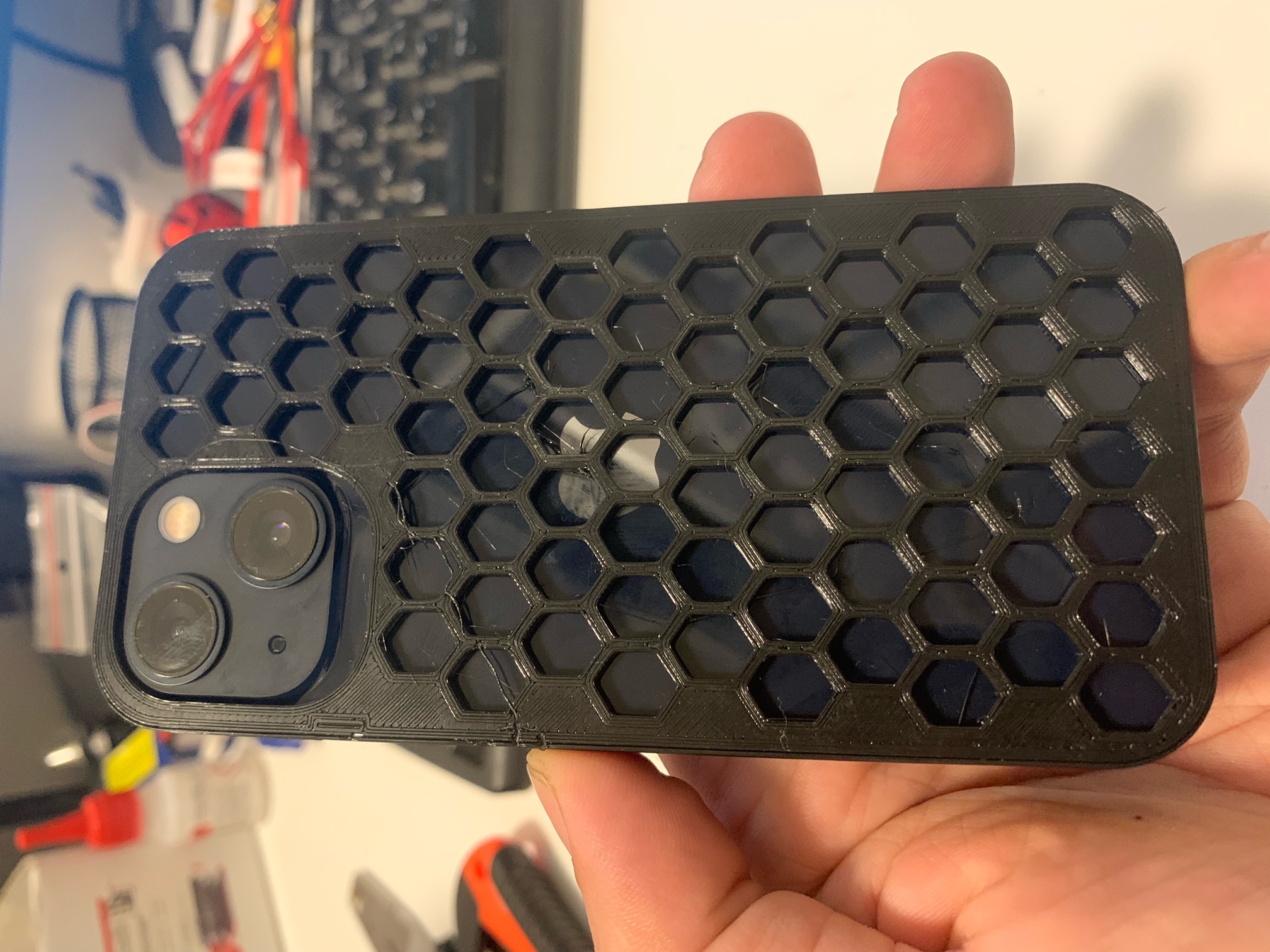 3D printed Iphone 13 mini case with a hexagonal tile pattern • made ...