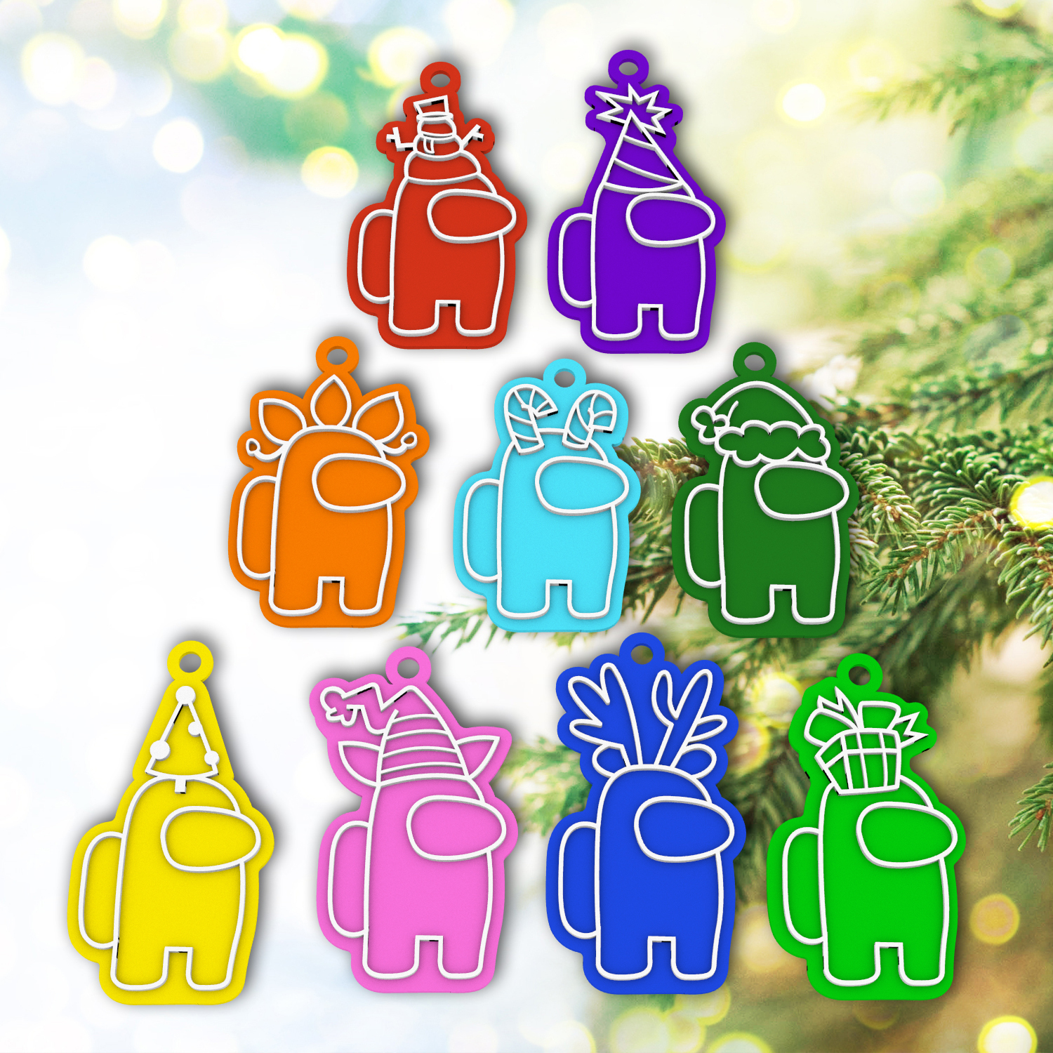 STL file 9 AMONG US - ornaments - keychains - Christmas amongus ...