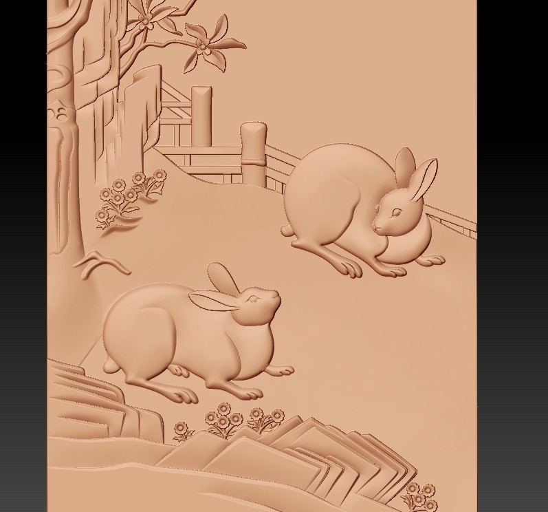 Free STL file bas-relief of rabbits 🇨🇳・Template to download and 3D ...