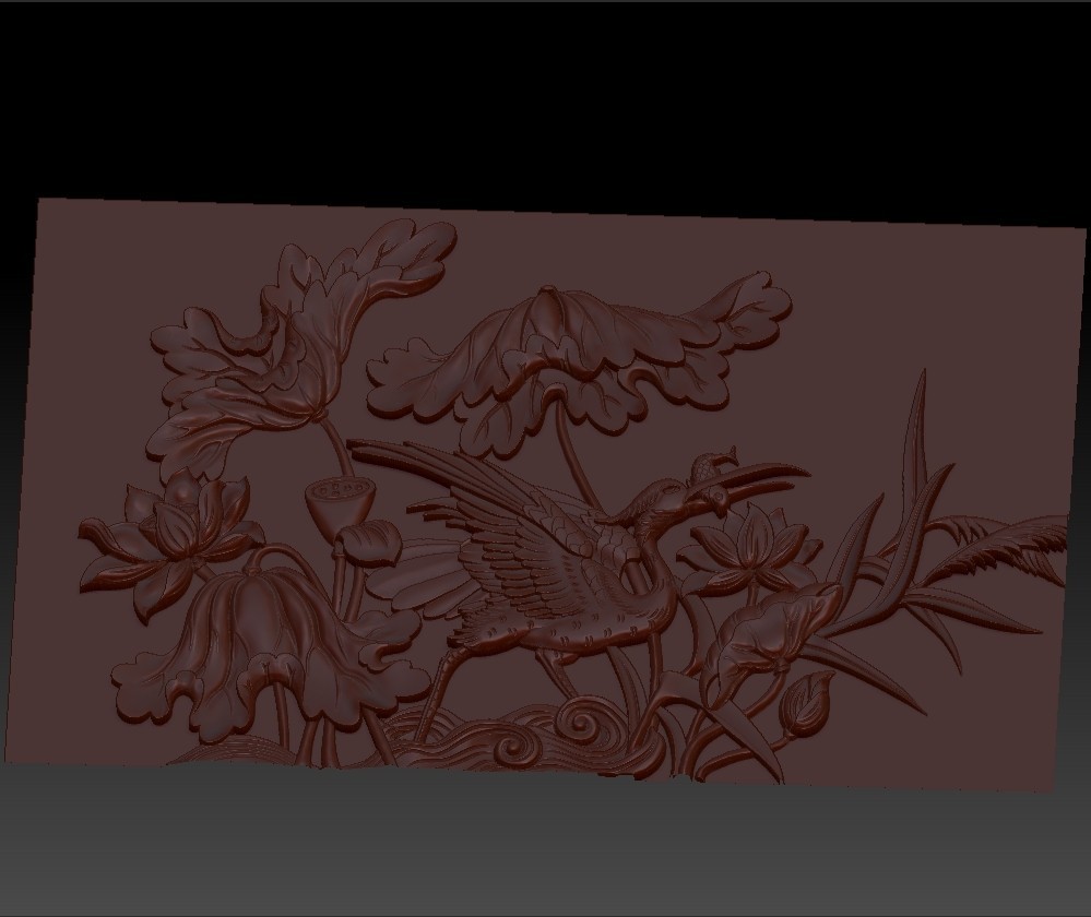 Free STL file crane and lotus Chinese ancient pattern or texture・3D ...