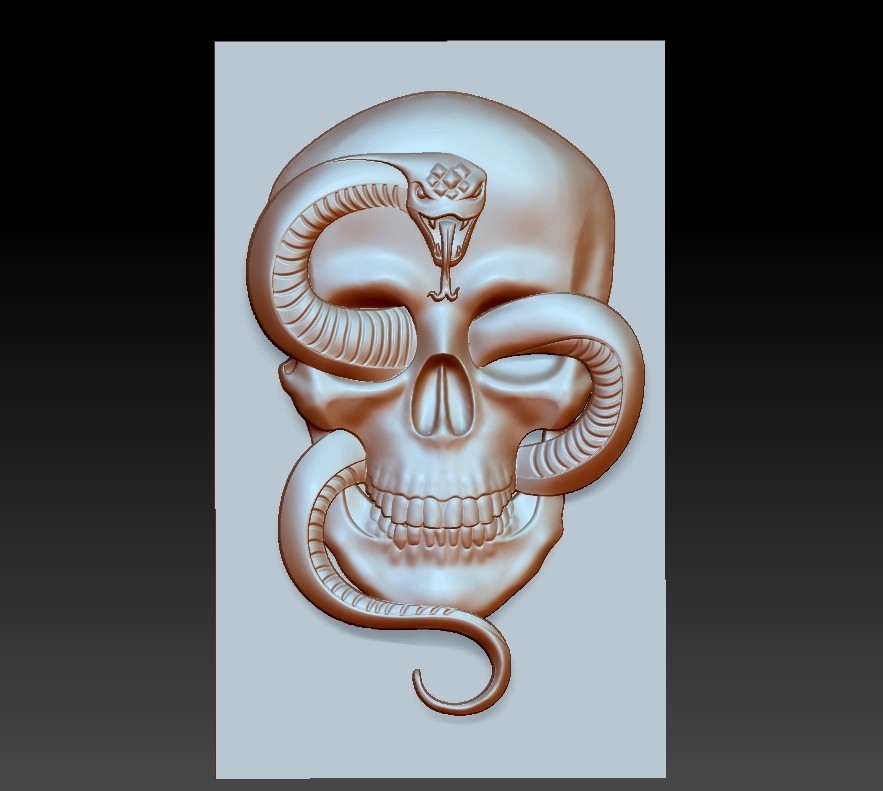 Free STL file skull and snake model of bas-relief・3D print model to ...