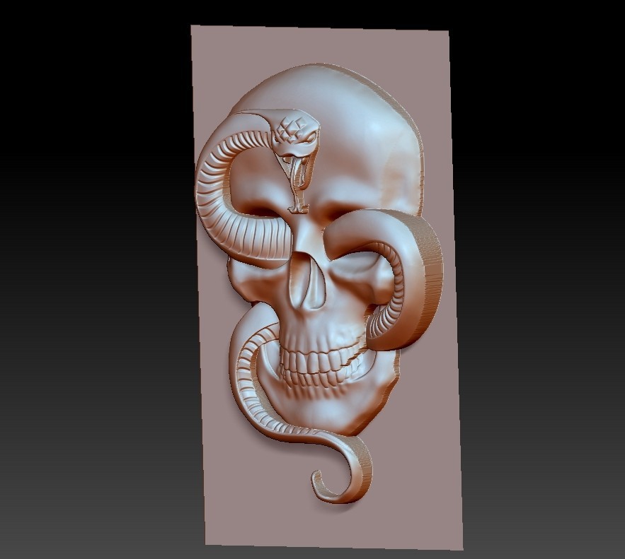 Free STL file skull and snake model of bas-relief・3D print model to ...