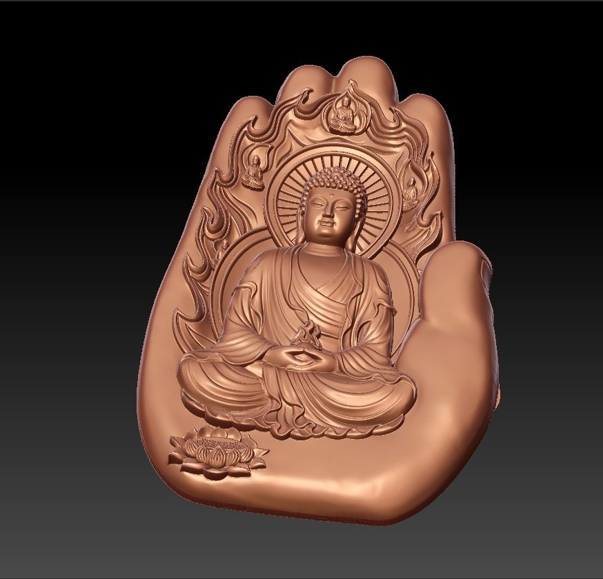 Free STL file buddha with background of hand・3D printer design to ...