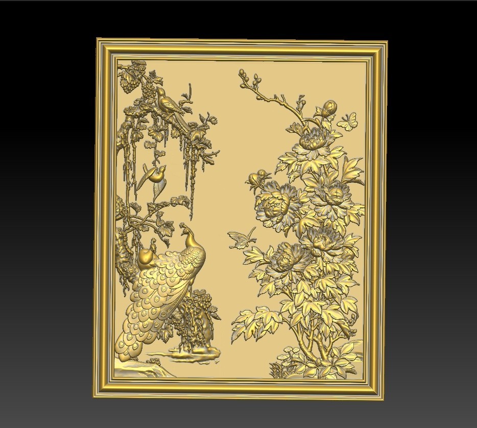 Free STL file peacock and peony 🦚・Object to download and to 3D print・Cults