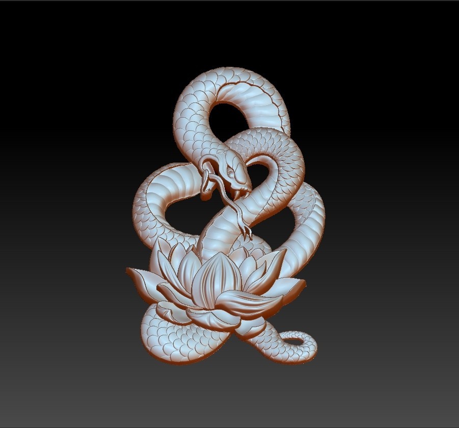Free STL file snake pendant model of bas-relief 🐍・Object to download ...