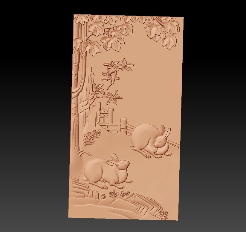 Free STL file bas-relief of rabbits 🇨🇳・Template to download and 3D ...
