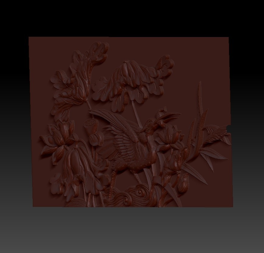 Free STL file crane and lotus Chinese ancient pattern or texture・3D ...