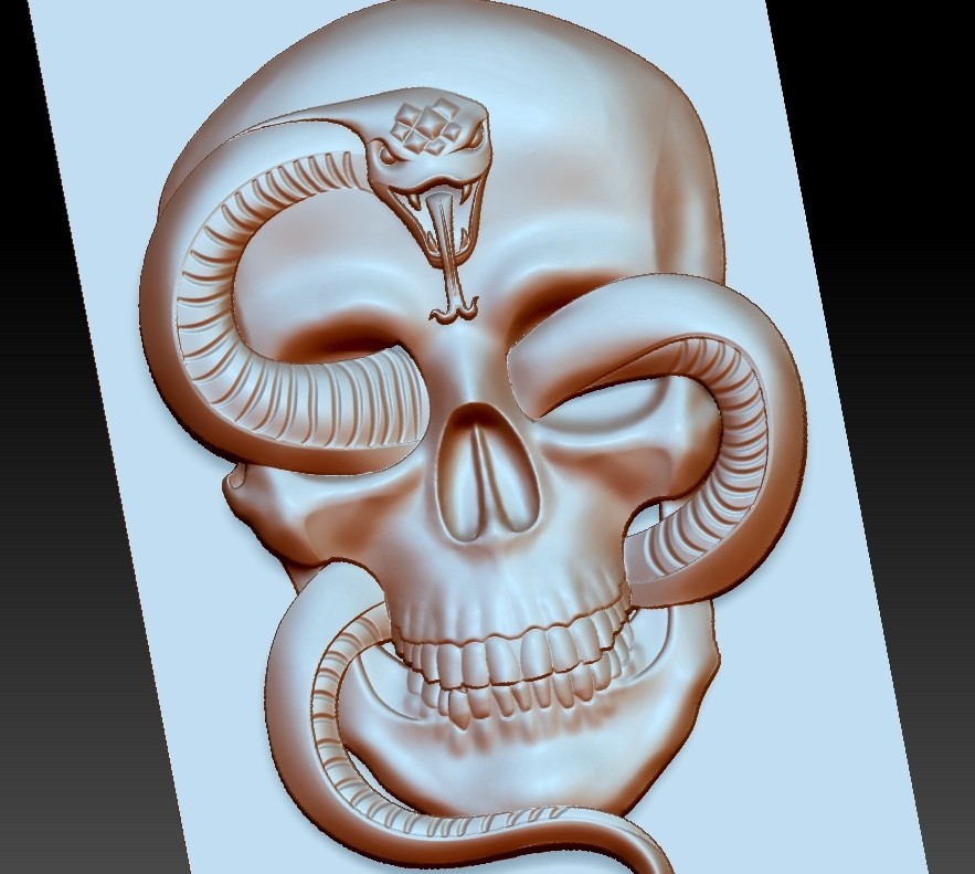 Free STL file skull and snake model of bas-relief・3D print model to ...